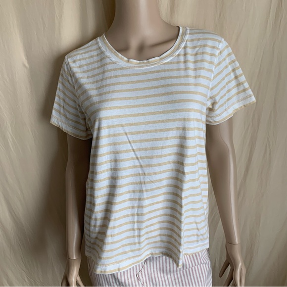 Hot Cotton | Tops | Vintage Hot Cotton White And Tan Striped Tshirt ...